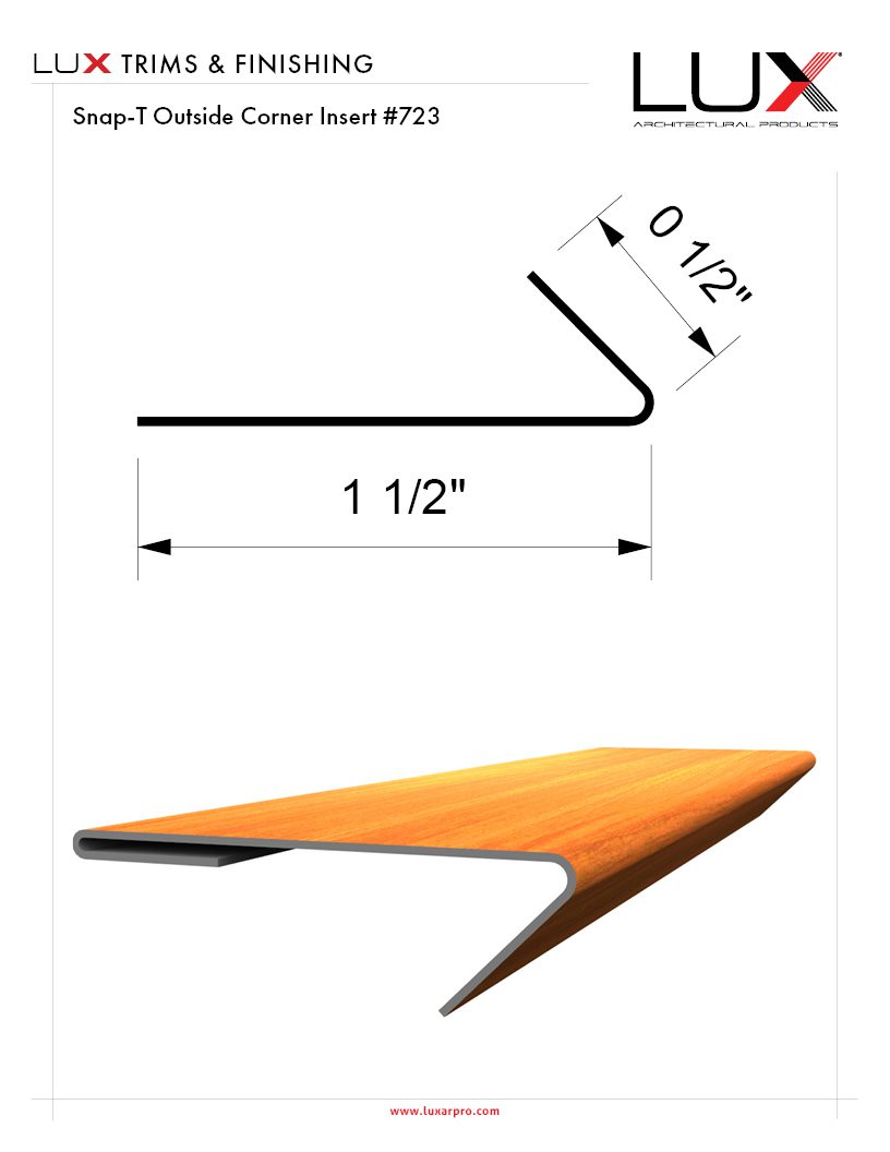 Snap-T Outside Corner Insert #723 - Maxton Panels